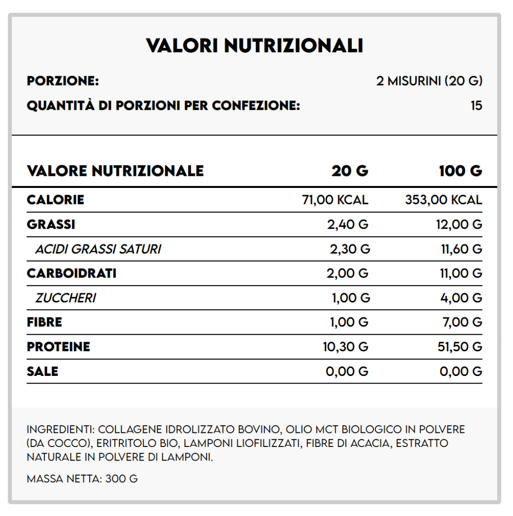 Collagene Keto con olio MCT – Lampone Selvatico 300g | Perfect Body 360°